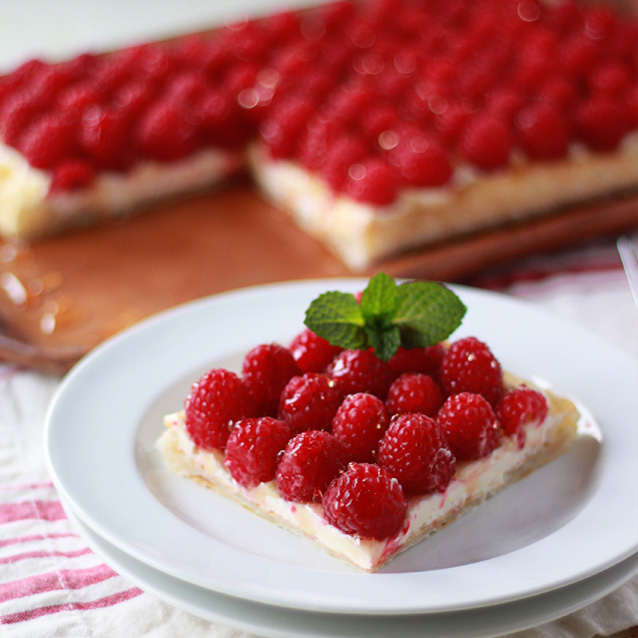 Fresh Raspberry Cream Cheese Puff Pastry Tart