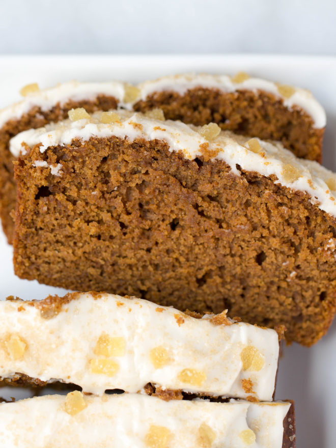 Spiced Pumpkin Gingerbread with Maple-Vanilla Icing