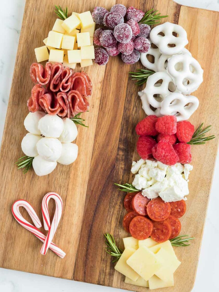 Candy Cane Christmas Charcuterie Board - Kitchen Treaty Recipes