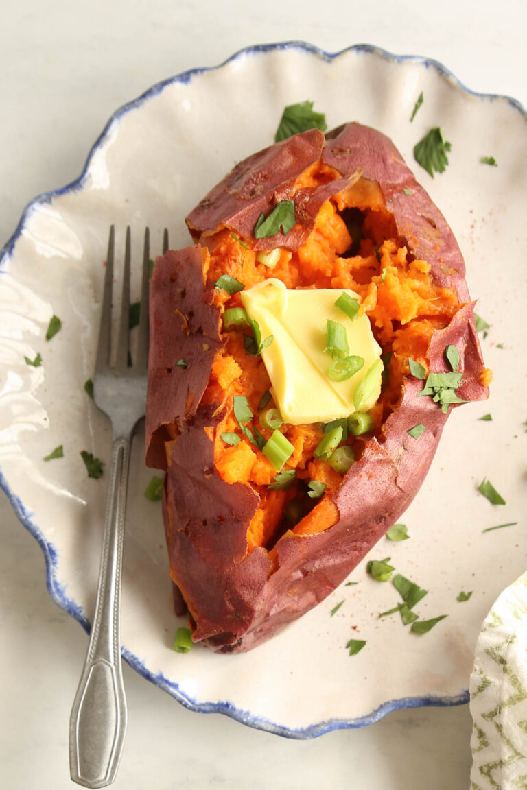How to Bake Sweet Potatoes (Fluffy + Crispy Skin!)