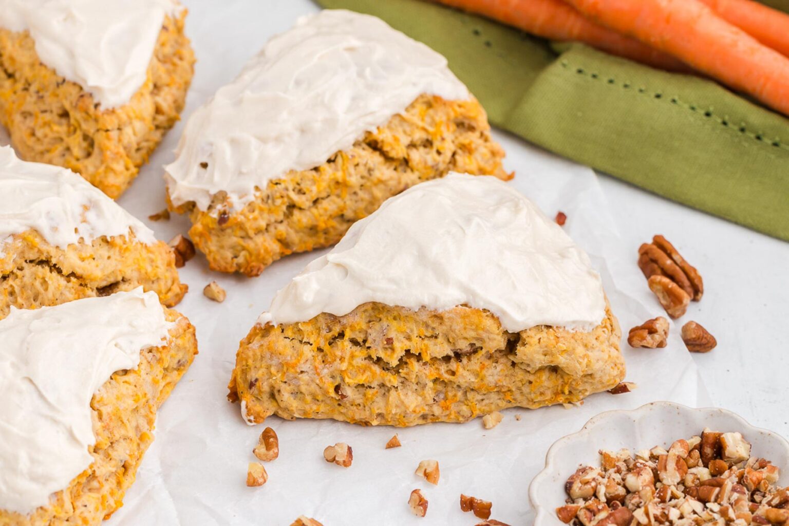 Tender Carrot Cake Scones with Cream Cheese Frosting